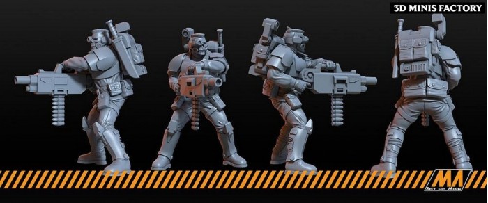 Heavy Gunners - 3 modèles from Art of Mike | Cyberpunk | Infantry